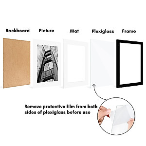 Americanflat 11x14 Picture Frame with Polished Plexiglass - Set of 2 - Use as 8x11 Frame with Mat or 11x14 Frame Without Mat - Galleria Collection - Gallery Wall Frame Set for Wall Display - Black