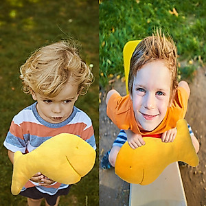 Isaacalyx Fish Chicken Nugget Plush, 13 inch Funny Gifts Gold Soft Fish Chicken Nuggets Pillow for Birthday Gifts, Theme Party Decorations (Fish)