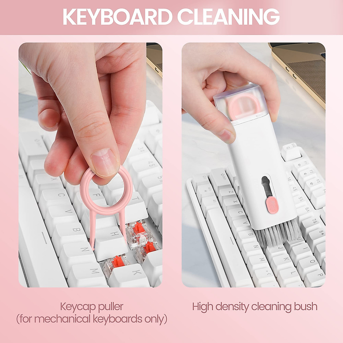 Laptop Screen Keyboard Earbud Cleaner Kit，Electronics Cleaning Tool for MacBook iPad iPhone Pro Cell Phone,airpod Cleaner kit,Computer Cleaning Tool Kit(Pink)