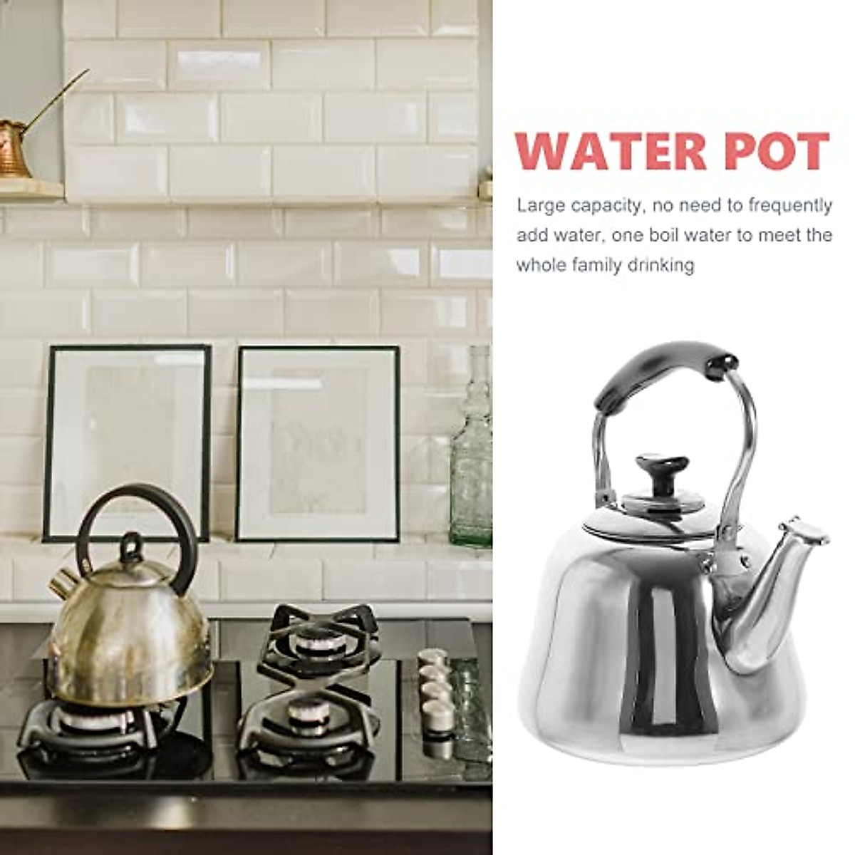STOBAZA Whistling Tea kettle for Stove Top, Whistling Stovetop Teapot with Infuser, Gooseneck Pour Over Coffee Kettle, Food Grade Stainless Steel Teakettle Tea Pot, Water Boiler, 3L