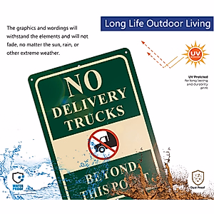 2 Pack No Delivery Trucks Beyond This Point Signs 10" x 14" No Trucks Warning Road Signs Metal Reflective Rust Free Aluminum UV Protected Waterproof Easy Mounting Outdoor Use