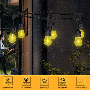 ANBRITE LED Outdoor Garden String Lights Solar Powered, 48FT Hanging 15+1 LED Edison Bulbs E27 Sockets Indoor/Outdoor Festoon Lighting for Party, Wedding Warm White Commercial Grade Connectable