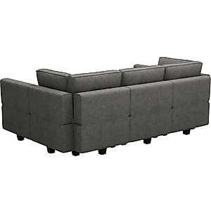 Belffin Sectional U Shaped Sofa Small Reversible Chaise Sectional Couch Convertible Ottoman Modular Sofa Couch Grey