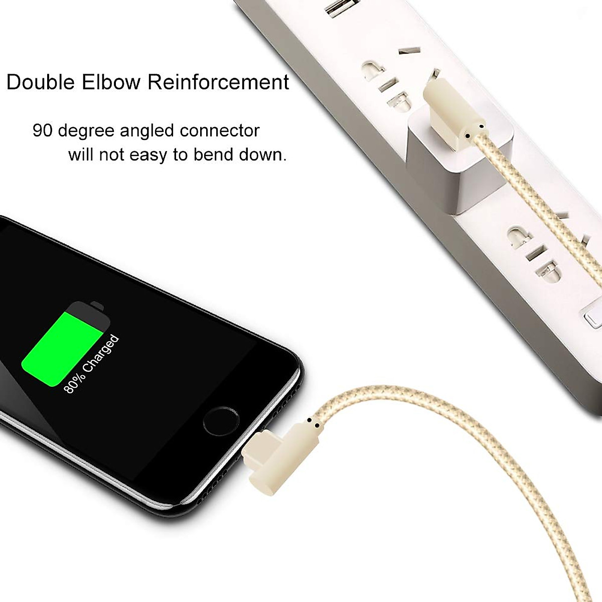 3 Pack Apple MFi Certified iPhone Cable Right Angle Lightning Cable (3/3/3FT) Nylon Braided 90 Degree Charging Cord Charging Data Sync for iPhone 13/12/11/11Pro/Xs Max/X/8/7/Plus/6S/6/SE/5S iPad Gold