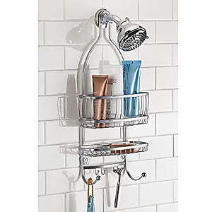 iDesign Metal Extra-Wide Hanging Shower Caddy, The York Collection – 10" x 4" x 22", Silver