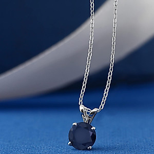 Gem Stone King 925 Sterling Silver 6MM Round Gemstone Birthstone Solitaire Pendant Necklace | 4-Prong Necklace For Women | With 18 Inch Silver Chain