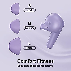 ASIMOM NC72 Active Noise Cancelling Wireless Earbuds, ANC Bluetooth Earbuds with 6-Mic Clear Call, True TWS, Multi-Mode, Deep Bass, Bluetooth 5.2, Compact Charging Case-Purple