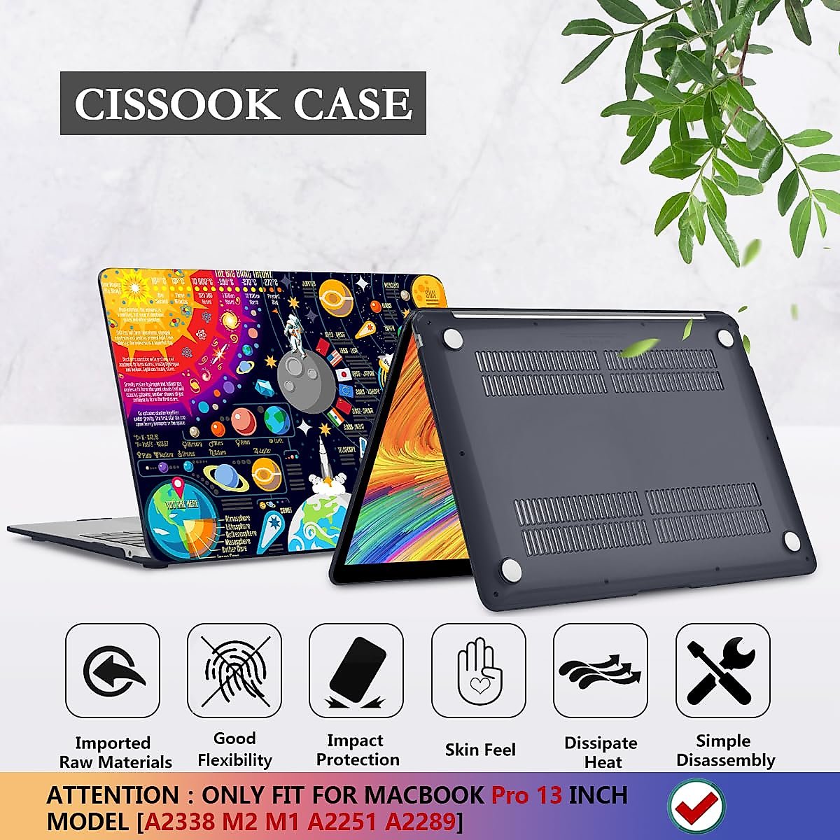 CISSOOK Compatible with MacBook Pro 13 inch Case 2023 2022 2021 2020 Release M2 Chip A2338 M1 A2251 A2289, Hard Shell Case+ Keyboard Cover for MacBook Pro 13 Inch with Touch Bar, Universe Space
