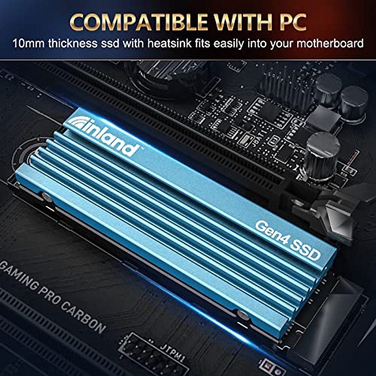 INLAND 1TB Gaming Performance Plus NVMe Internal Gaming SSD Solid State Drive with Heatsink Optimized for PS5 - Gen4 PCIe, M.2 2280, DRAM Cache, 176-Layer TLC 3D NAND Flash, Up to 7000MB/s