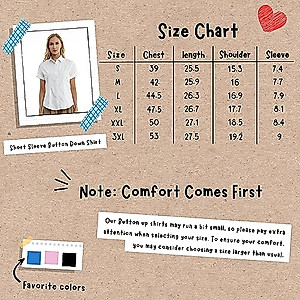 MKolour Womens White Short Sleeve Button Down Shirts - Work Blouses for Office, Casual Collared Work Shirts for Women