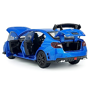 2016 Impreza WRX STI S207 Diecast Model Cars Racing Sports Toy Car 1/32 Scale Metal Children’s Die-cast Vehicles with Light, 4 Doors Open, Hood & Trunk Open, Toys for Boys Gifts Men, Blue