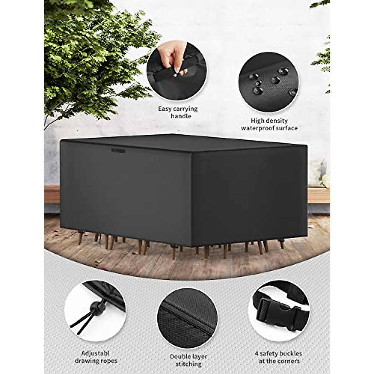 YISSVIC Patio Furniture Covers 96x64x40 inch Outdoor Furniture Covers Waterproof Windproof Anti-UV Rectangular Fits for 6-12 Seats