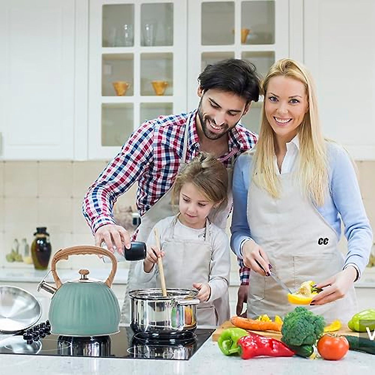 3.5L Tea Kettle, Toptier Teapot Whistling Kettle with Wood Pattern Handle Loud Whistle,Food Grade Stainless Steel for Anti-Rust, Anti Hot Handle, Suitable for All Heat Sources▂20 * 23.5cm/7.78"*9.25"