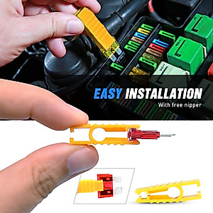 Nilight - 50029R 120 Pcs Standard Blade Fuse 5A/7.5A/10A/15A/20A/25A/30A AMP Assorted Set with 10 Pack 14AWG ATC/ATO Inline Fuse Holder, 2 Years Warranty, 1 Count (Pack of 10)