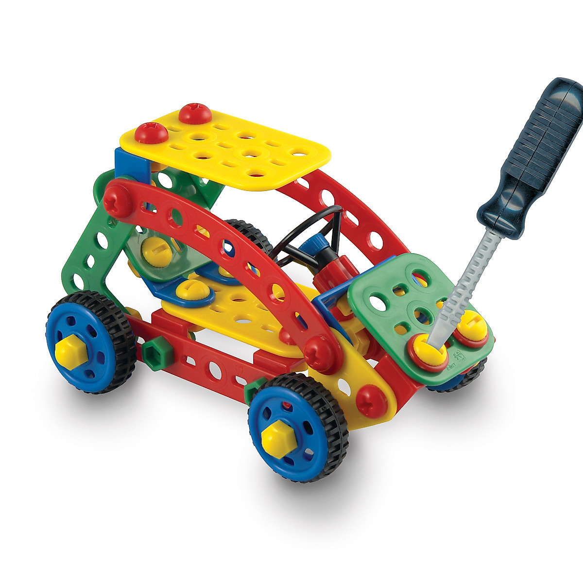 Quercetti Tecno Toolbox - Construction Set with 128 Pieces and Storage Case