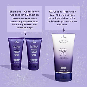 Caviar Anti-Aging Style & Shine Replenishing Moisture Gift Set |CC Cream 5.1oz with Travel Size Moisture Shampoo and Conditioner | Protects, Restores & Hydrates | Sulfate Free