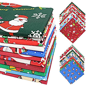 Christmas Fabric Bundles, 20 Pcs Different Pattern Christmas Quilting Fabric, Fabric Squares with Snowman and Santa Christmas Cotton Fabric Sewing Crafting DIY Supplies(9.8 x 9.8 Inch/25 x 25 cm)
