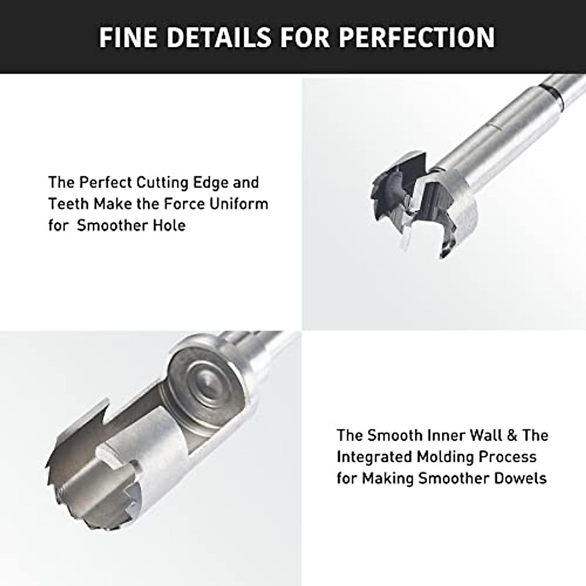 Anfrere 1" Wood Plug Cutter and Forstner Bit for Wood Cutting Tool Cork Drill Bit Knife, 3/8" Round Shank Carbon Steel Taper Tapered Cutting Tool Cork Drill Bit Knifes, WCB-A3