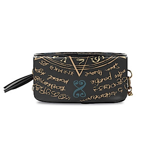 ALAZA PU Leather Small Crossbody Bag Purse Wallet Moon In An Octagonal Star With Magical Inscriptions And Symbols Vintage Cell Phone Bags with Adjustable Chain Strap & Multi Pocket