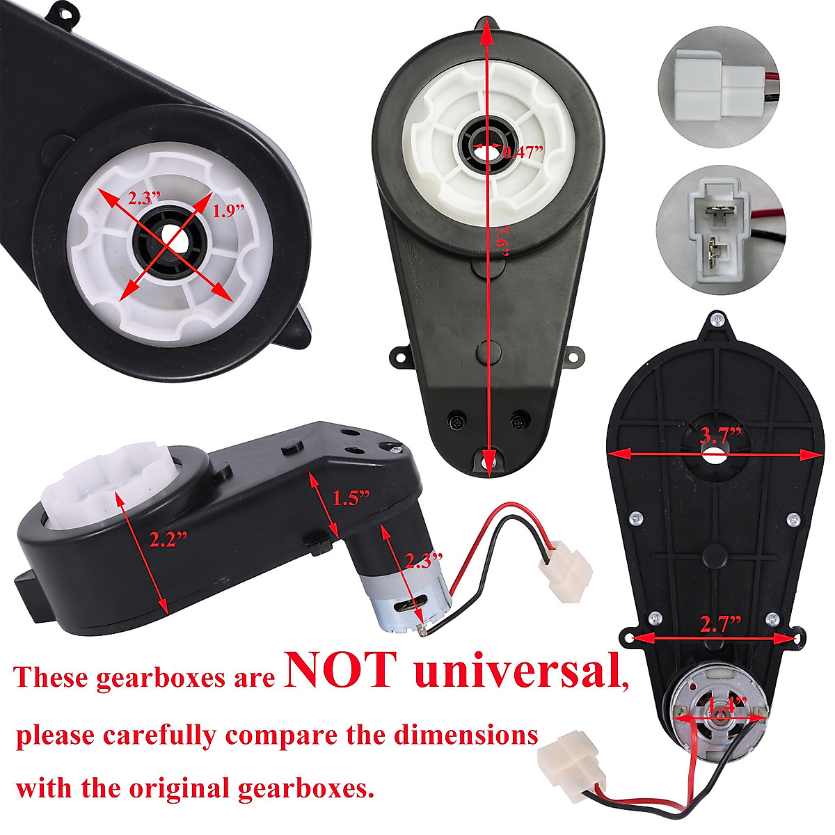 2 Pcs Kids Ride On Car Gearbox 550 12V Motor 12000RPM, Electric Motor Gearbox Motorcycles High Speed RS550 Drive Engine Match Children Ride On Toys