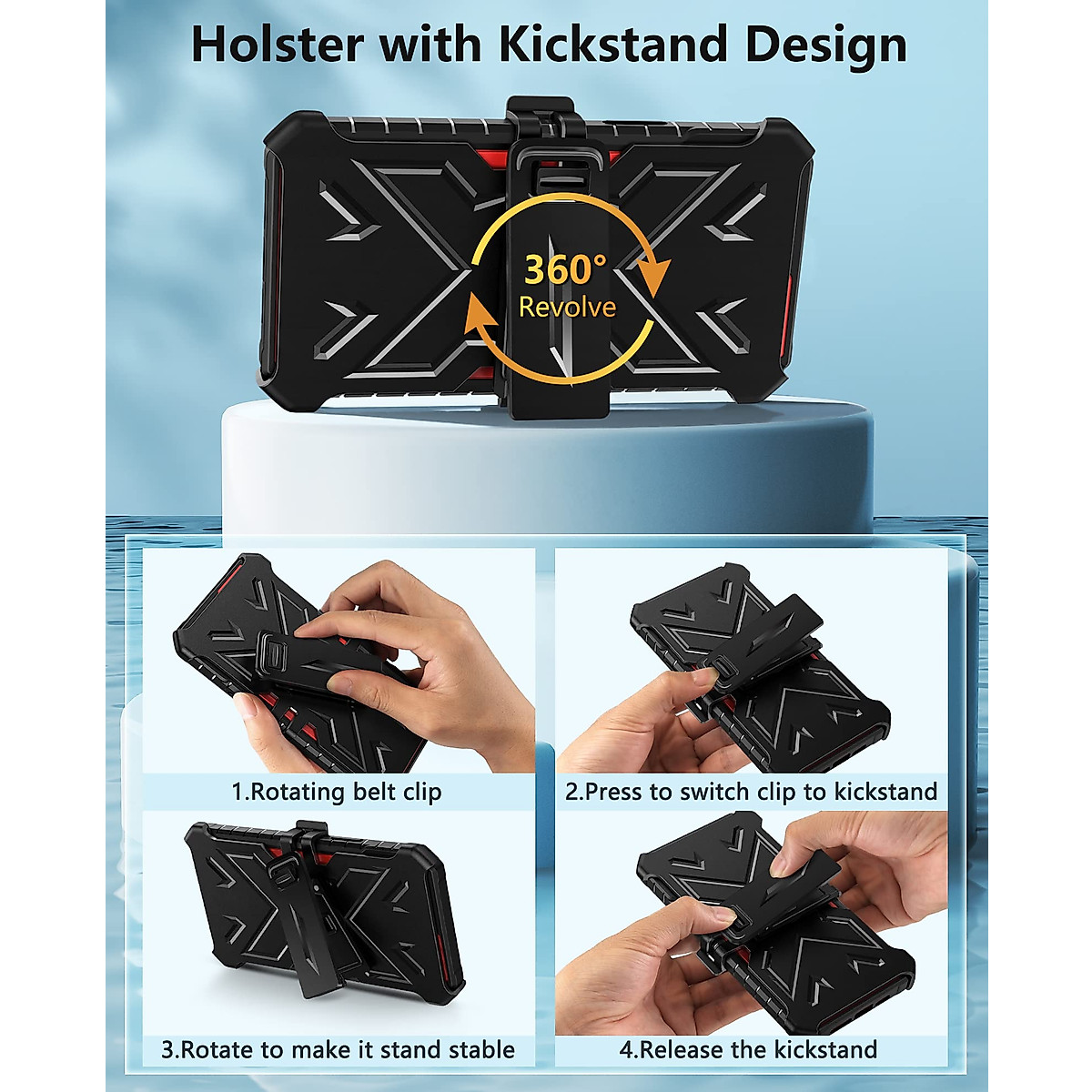 WTYOO for iPhone 13 Pro Max Case: with Built-in Kickstand & Screen Protector | Full-Body Dual Layer Rugged Belt Clip Holster, Durable Heavy Duty Military Shockproof Protective Phone Cover-Black