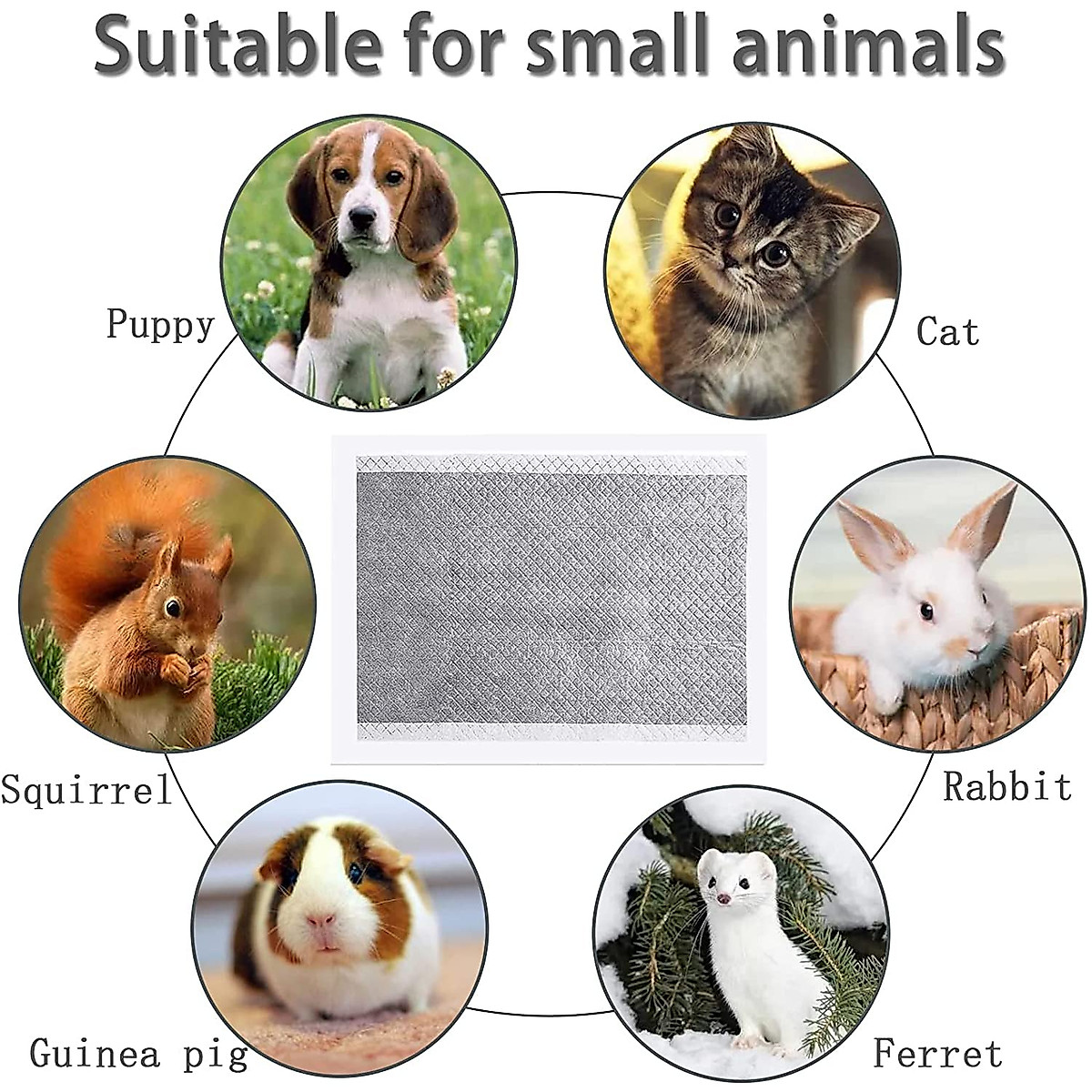 kathson Rabbit Pee Pads Disposable Cage Liners 100PCS All Absorb Black Carbon Odor Control Bunny Training Accessories with Quick-Dry Surface for Puppy Guinea Pig Kitten Hedgehog Small Animals