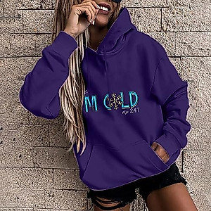 Womens Fall Fashion 2023,Yes I'm Cold Me 24:7 Sudadera para Mujer Divertida Camiseta gráfica Vintage Manga Larga Hip Hop Classic Top,J3*Purple,XX-Large