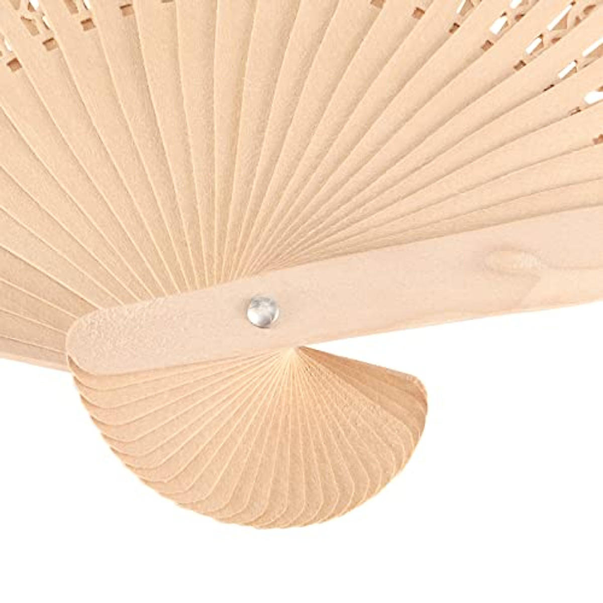 JAPCHET 60 Pack 8 Inch Sandalwood Fan, Vintage Wooden Hand Held Folding Fan, Hollow Carved Handheld Fans for Wedding Decor, Dancing, Birthday Gift, Photo props