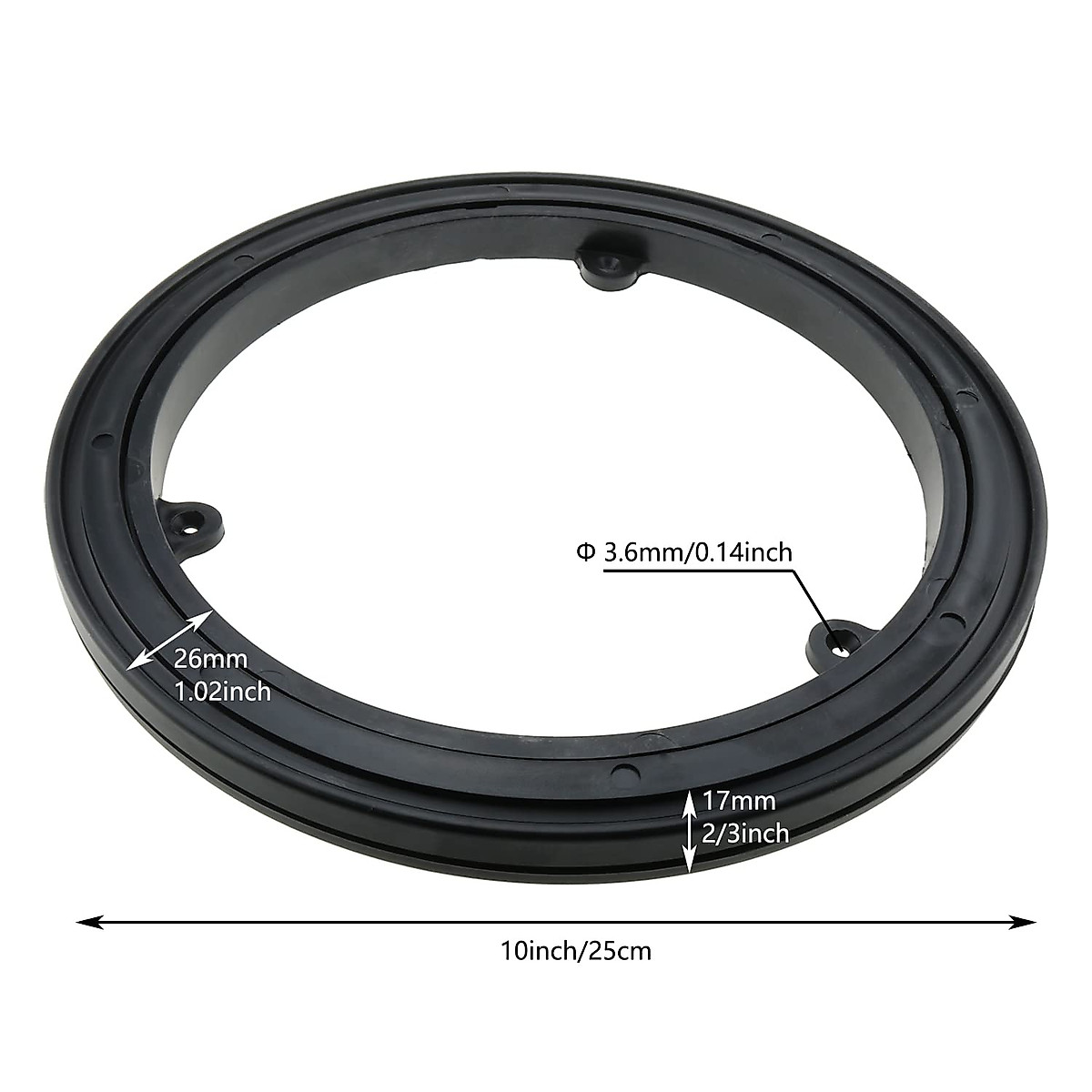 Lazy Susan LUORNG 10" Black Round Plastic Rotating Turntable Bearings for Potted Plants, Rotating Display Stand, Stereo Speakers,Dining-Table