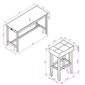 LKTART 4 Piece Bar Table Set Dining Bar Table and Chairs Set with Power Outlet Industrial Breakfast Table with 3 Padded Stools Rustic Bar Kitchen Dinning Room Living Room Grey