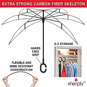 Sharpty Inverted Umbrella for Women - Windproof & Reverse - Easy to Open and Close - Upside Down & C-Shaped Handle - Rain & Wind Resistant - For Travel - Eiffel Tower