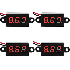 4pcs Mini Digital DC Voltmeter 0.28 Inch Two-Wire DC 3.0V-30V Digital Voltmeter Waterproof Dustproof and Drop Resistant Voltmeter Display Voltage Tester Meter (Red)