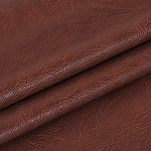 Osunnus Crazy Horse Vegan Faux Leather Fabric by The Yard 55" Wide 1.25mm Thick Synthetic PU Faux Leather Sheets for DIY Crafts Furniture Cover Auto Marine Upholstery, Brown