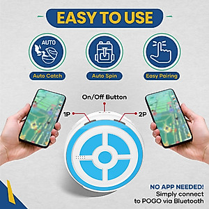 megacom DuoMon 1P/2P Auto Catcher compatible for Pokemon Go Plus - Compact Go Accessory with Auto Catch, Voice Notifications - Faster Wireless Bluetooth for Pocket Go Game (Blue)