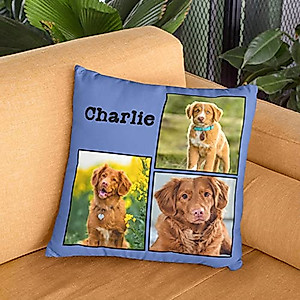 Personalized Pillow w Photos Collage - Customized Pillowcase with 3 Pictures and Text - Custom Birthday Wedding Gift for Couple Family Friend - 18x18