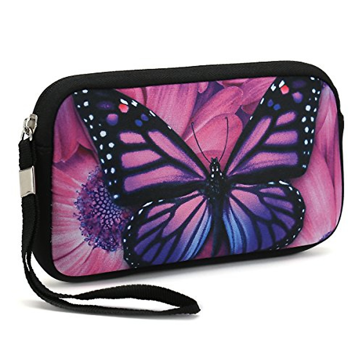 Insulated Neoprene Lunch Bag-Removable Shoulder Strap-X Large Size Reusable Thermal Thick Lunch Tote/Lunch Box/Cooler Bag With Wallet Pouch For Women,Teens,Girls,Kids,Baby,Adults (Purple Butterfly)