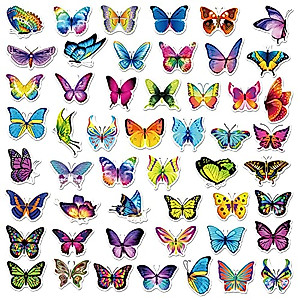 50PCS Butterfly Stickers for Kid, Colorful Lovely Waterproof Stickers for Laptop, Scrapbook, Window, Water Bottle, Envelope, Gift for Girl, Teens, Adults(Butterfly)