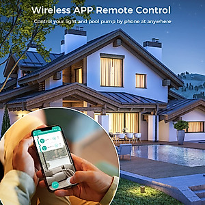 Outdoor Smart Plug, TESSAN WiFi Outlet Works with Alexa, Google Assistant, 2 Individual Socket Outside Power Strip Waterproof Timer Extension Cord with Switch for Lights and 2HP Pool Pump