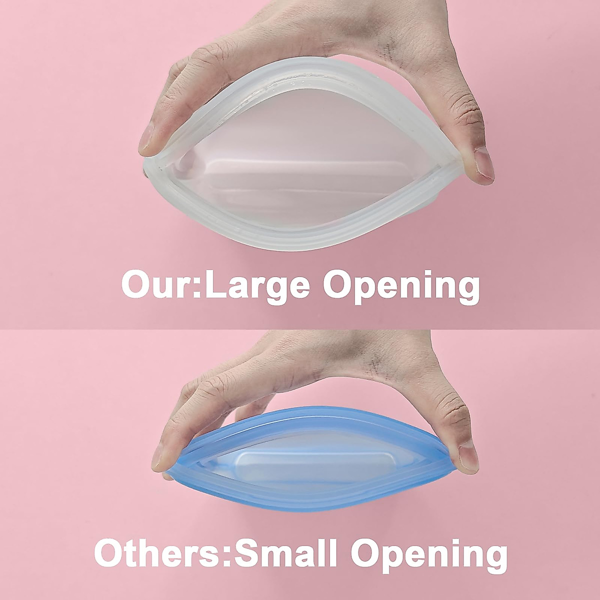 KVK 6 Pack Reusable Snack Bags, Flat Model Multi-Use Reusable Freezer Storage Bags, Premium Silicone Bags for Food Storage Freezer Microwave Oven Dishwasher Safe