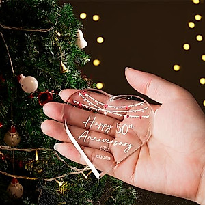 ZUNON 50th Ornament Wedding 50 Years Parents Couple Gift Hanging 2023 Christmas Mr Mrs Married Husband Wife Xmas Decorations Grandparents (50th