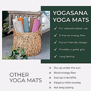 Yogasana Organic Cotton Yoga Mat Non Slip - Hand-Woven Foldable Yoga Rug Provides Excellent Comfort, Traction & Support-Travel Extra Thick Yoga Mats for Indoor & Outdoor Use - 24 x 72 Inches, Ether