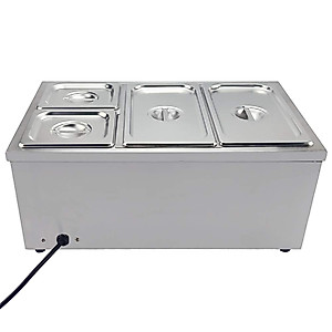 DULONG Commercial Bain Marie Buffet Food Warmer Electric Food Soup Warmer Stove Steam Table Stainless Steel Container Temperature Control for Catering Restaurants Use 1350W(1/3GNx2+1/6GNx2)