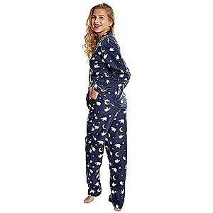 Angelina Women's Pajama Set Cozy Fleece with Notch Collar and Pockets | PJ56_L | Goodnight Sheep