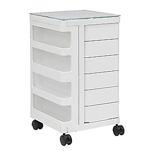 Kubx Rotating 4-Sided Mobile Storage Organizer with Glass Top Multiple Compartments