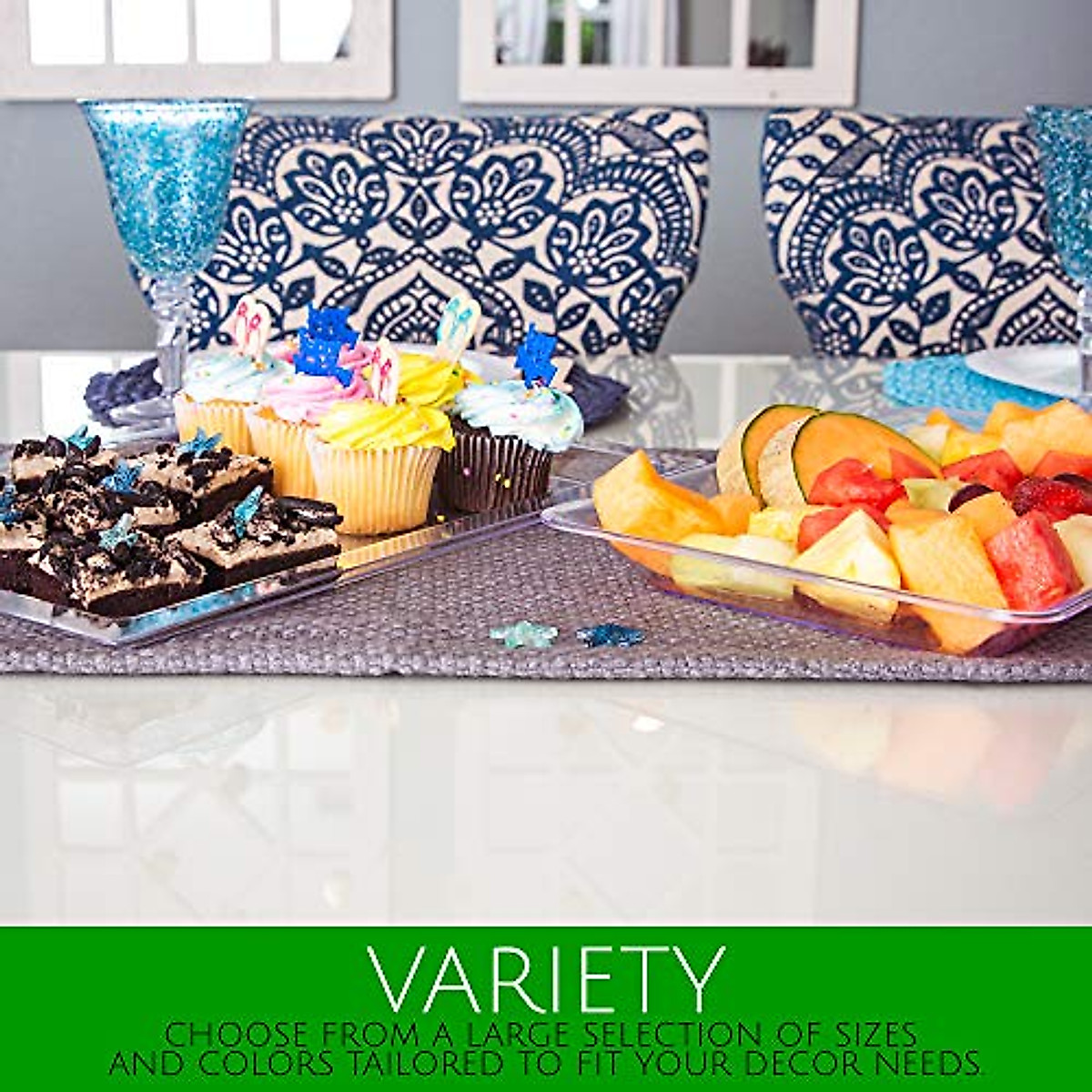 Plasticpro Plastic Serving Trays - Serving Platters Rectangle 10 X 14 Disposable Party Dish Crystal Clear Pack of 4