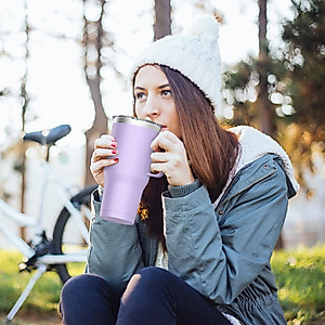 AUSOR 30 oz Tumbler with Lid and Straw,Water Bottle with Handle,Insulated Stainless Steel Tumbler for Hot & Cold, Coffee Travel Mug Cups Reusable Purple