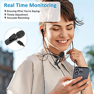 Wireless Lavalier Lapel Microphone for iPhone 15 Series/Android/Computer - Bluetooth Mini Phone Microphones for Video Recording - 2 Clip on Mics with USB C Interface for Tiktok YouTube Vlog