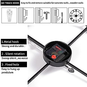 Large Wall Clock Metal Retro Roman Numeral Clock, Modern Round Clocks Almost Silent, Easy to Read for Living Room/Home/Kitchen/Bedroom/Office/School Decor (Black, 16 Inch)