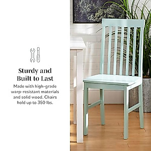 Walker Edison 4 Person Modern Farmhouse Wood Small Dining Table Dining Room Kitchen Table Set 4 Chairs Set, 48 Inch, White and Grey