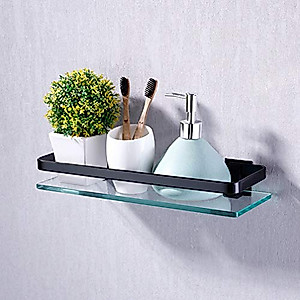 Cabilock Bathroom Glass Shelf Floating Wall Mounted Shower Organizer Cosmetic Toiletries Storage Holder for Kitchen Bathroom